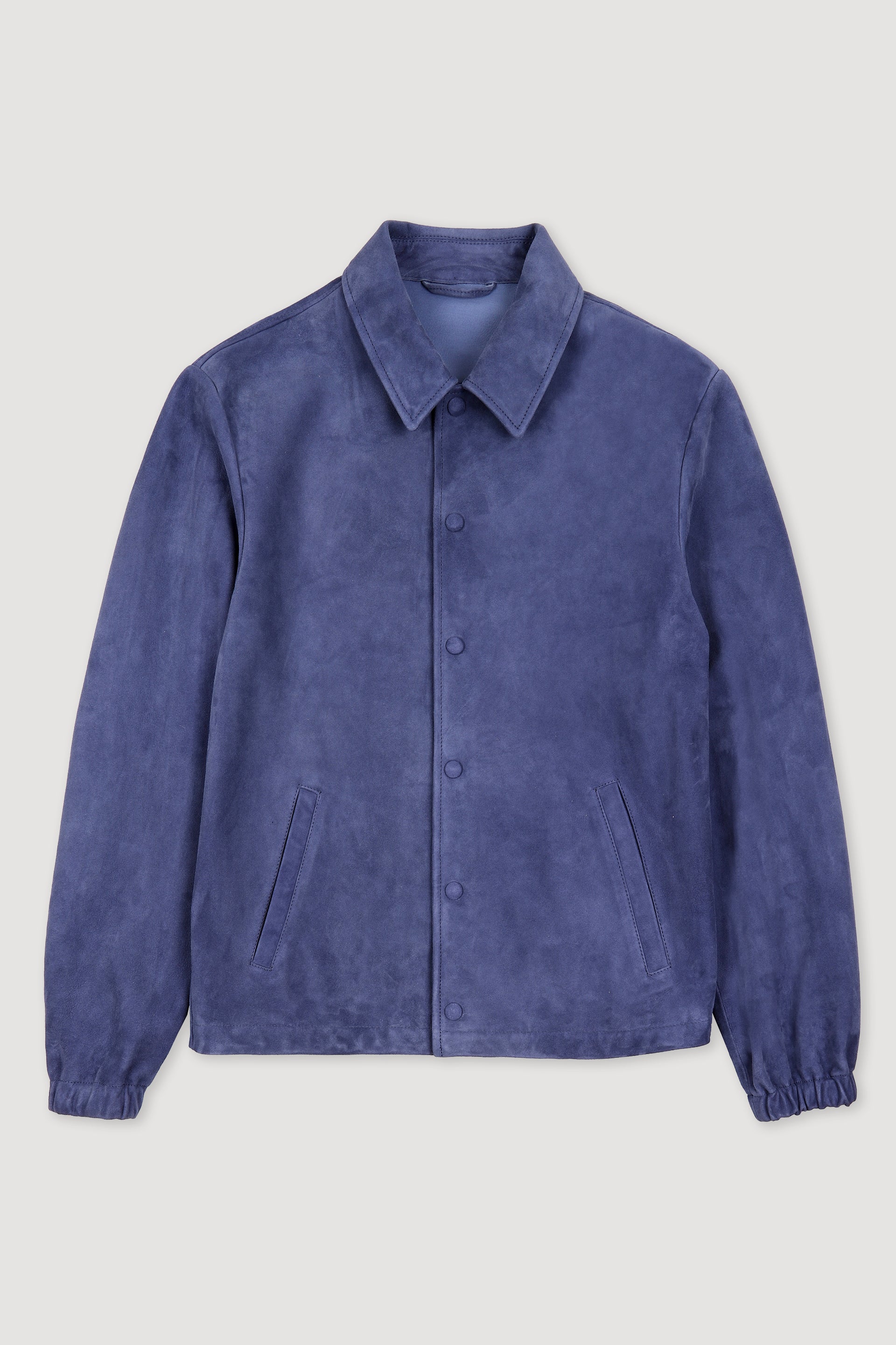 Unlined suede Coach jacket with snap buttons - Blue