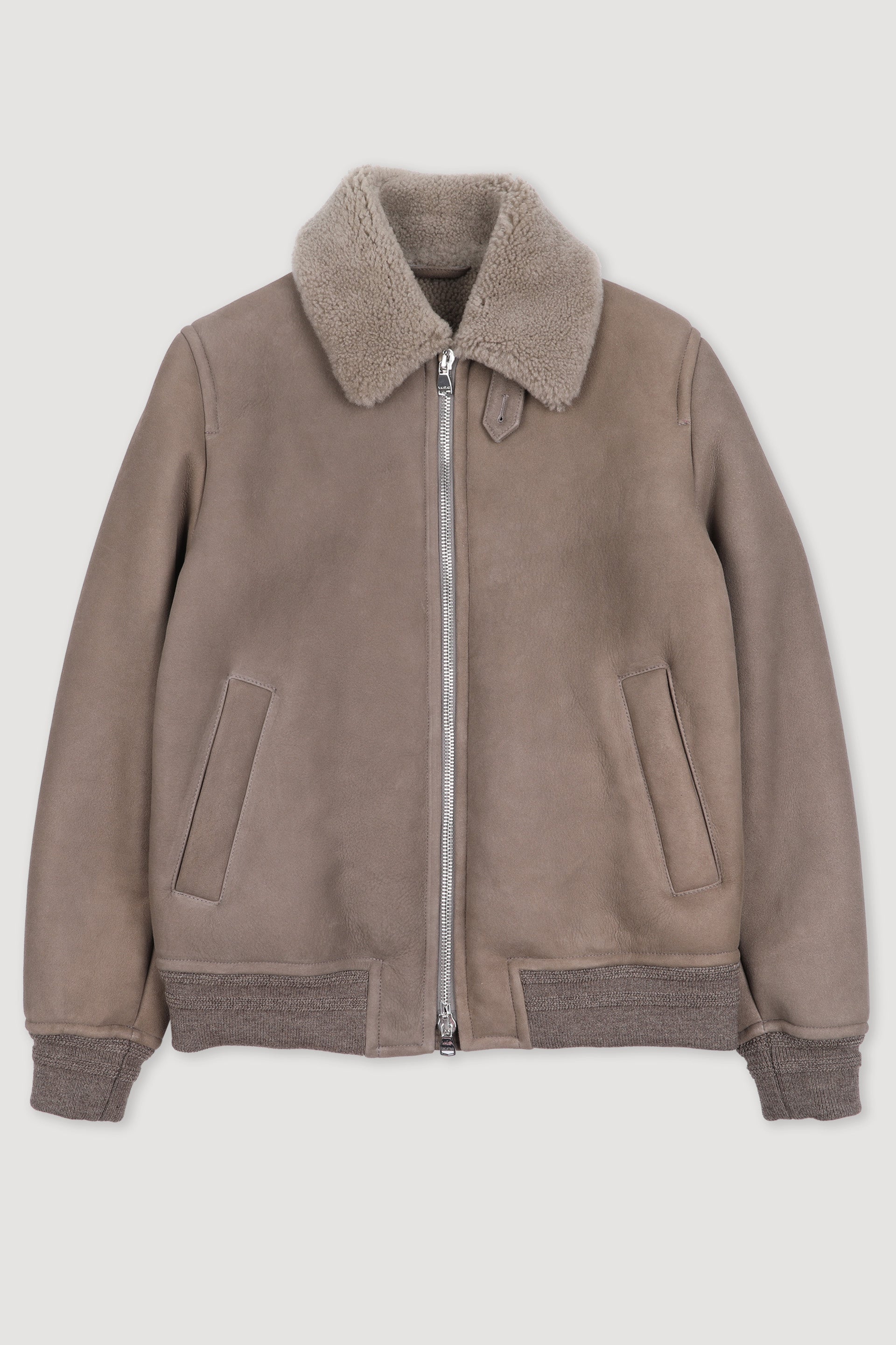 Shearling suede flight jacket. Grey - Light grey