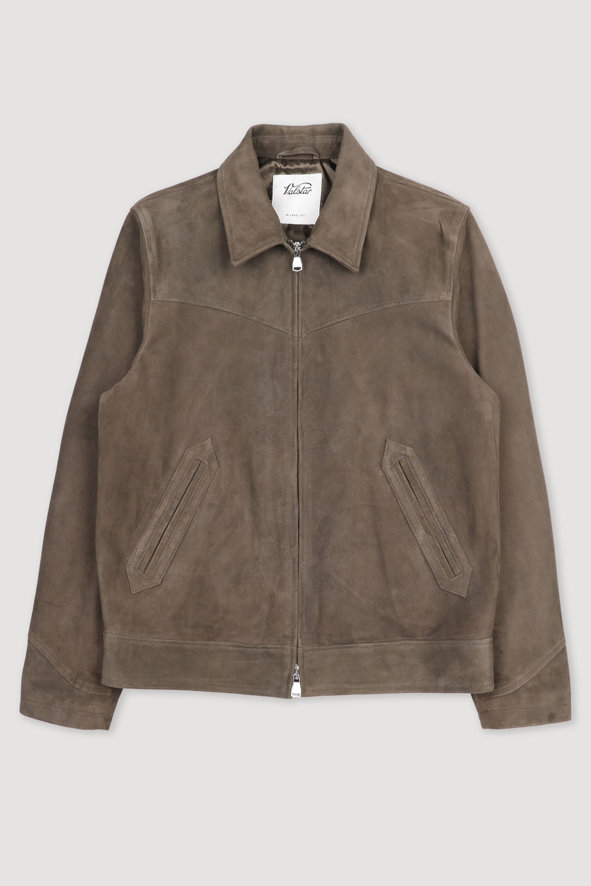 Lined jacket in suede leather with Western-style details. Green - Musc